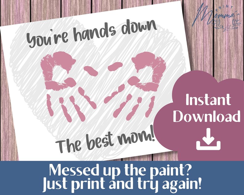 Mother's Day Gift From Kids Printable Handprint Art Mom Gift Digital ...
