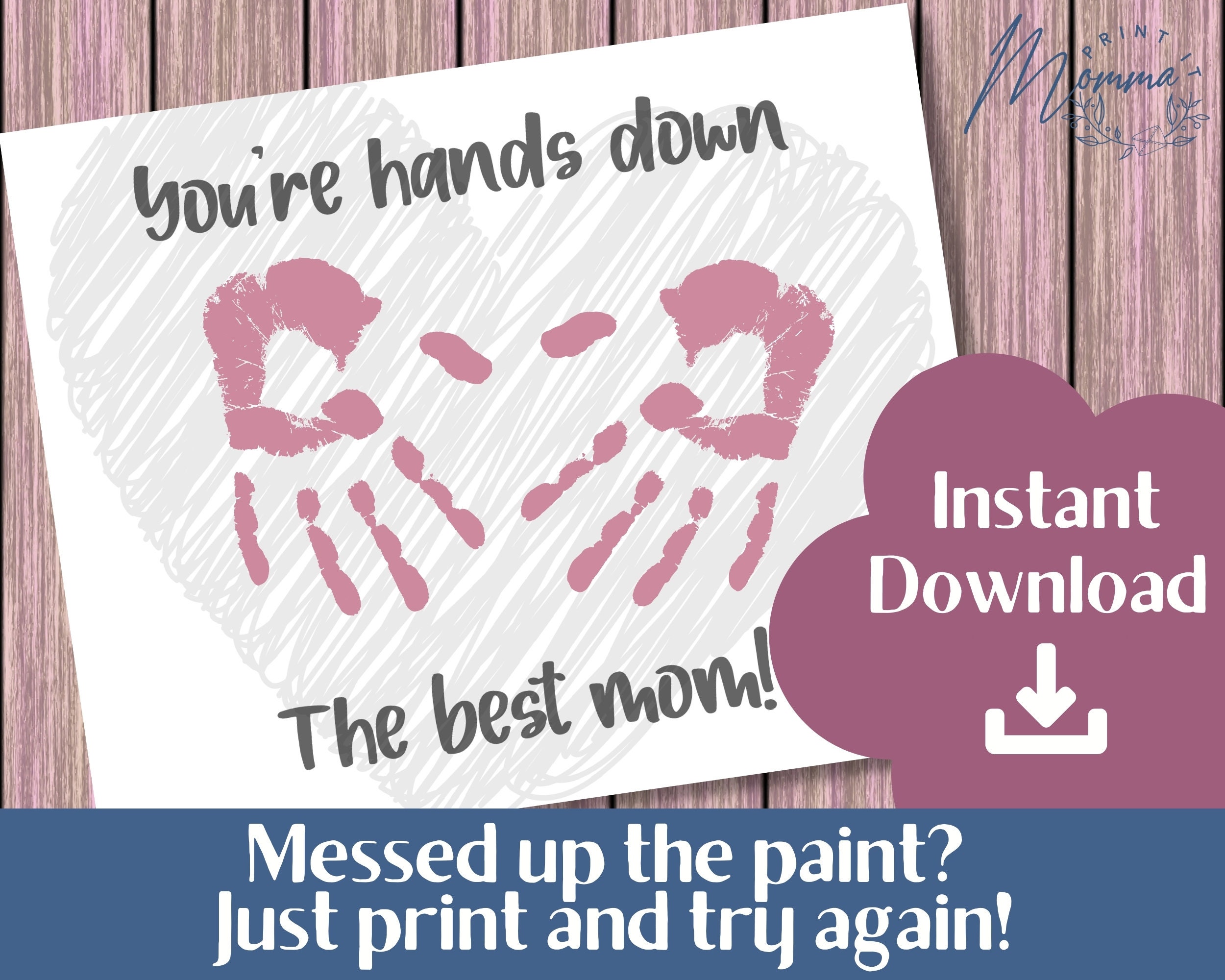 Mother's Day Gift From Kids Printable Handprint Art Mom Gift Digital ...