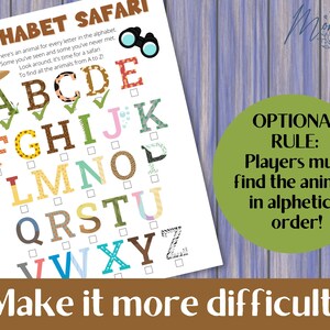 Scavenger Hunt Alphabet Safari Printable | Alphabet Hiding Game Digital ...