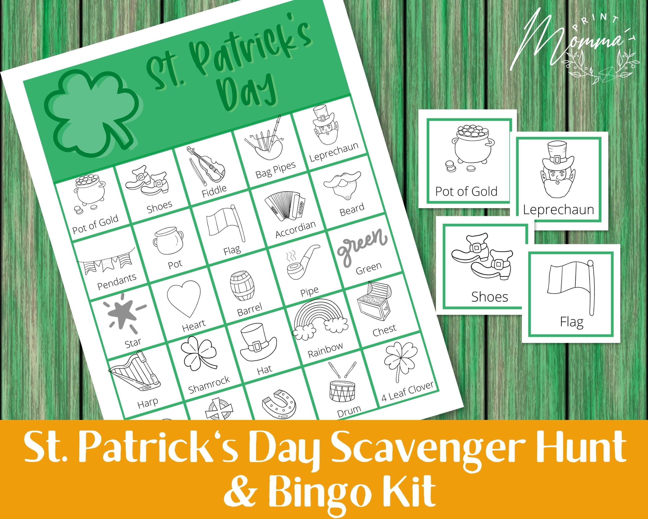 St. Patrick's Day Kids Bingo and Indoor Scavenger Hunt Printable | St ...