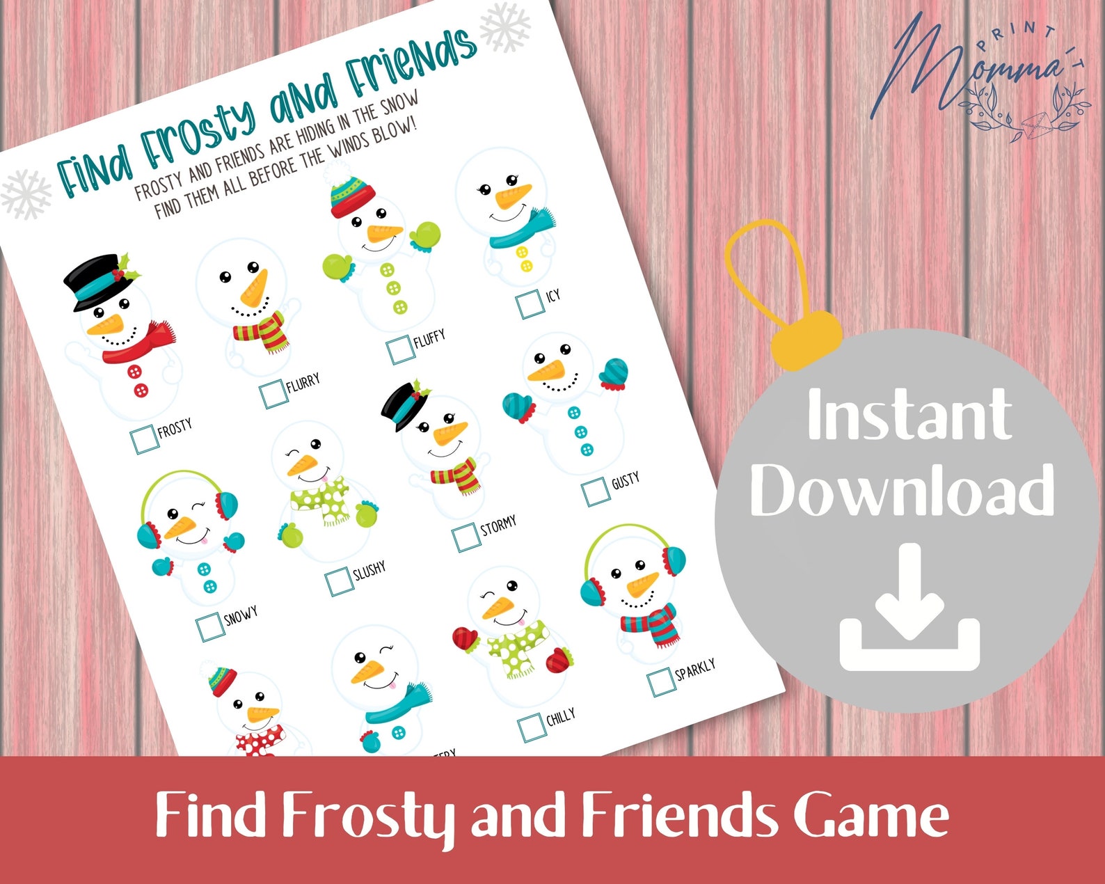 Find Frosty and Friends Game Printable | Snowman Scavenger Hunt Digital ...