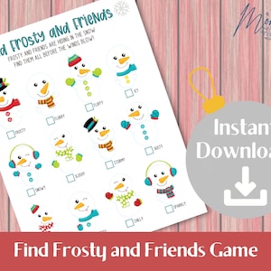 Find Frosty and Friends Game Printable | Snowman Scavenger Hunt Digital ...