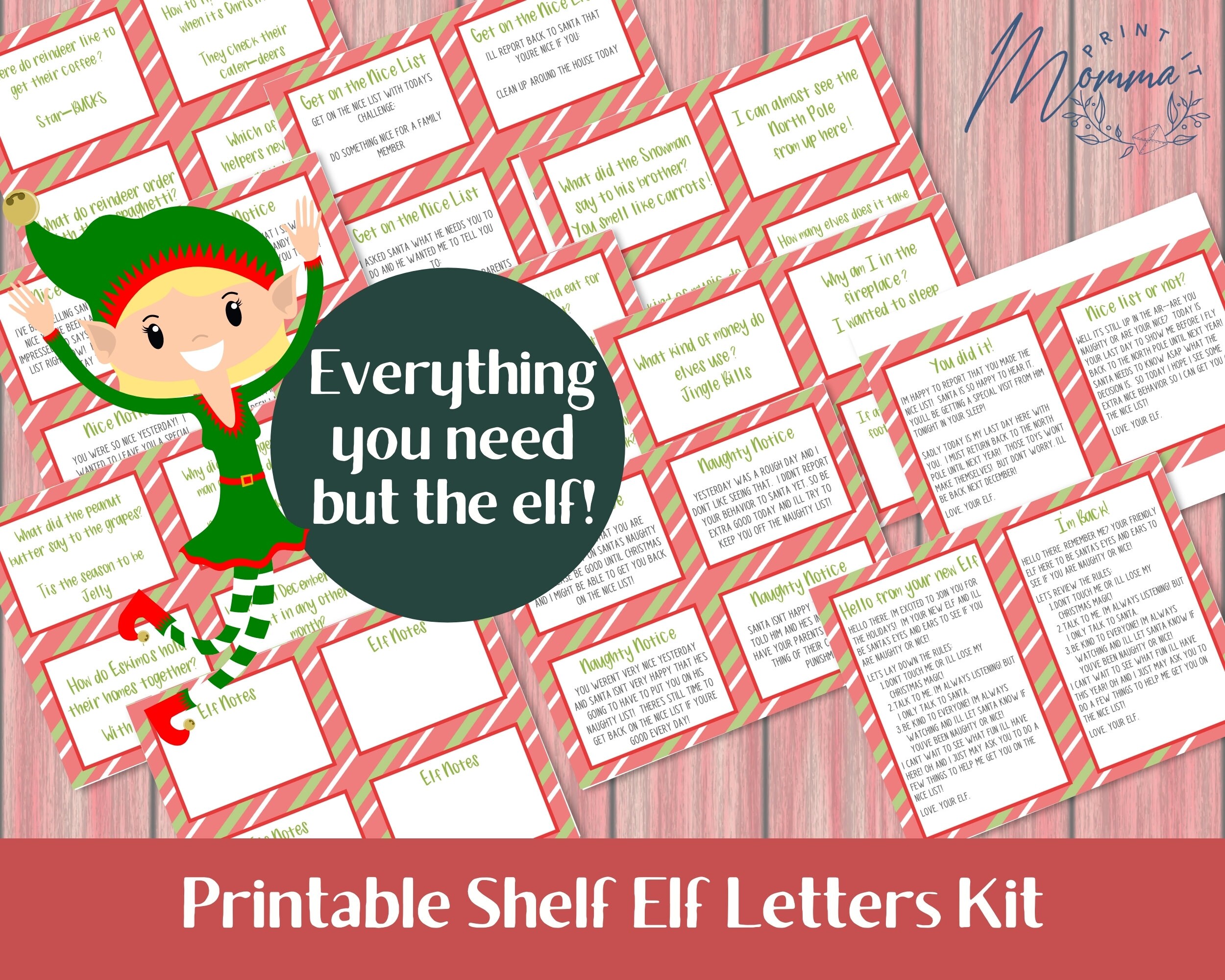 Mischievous Elf Kit Printable Letters From the Elf Digital Download ...
