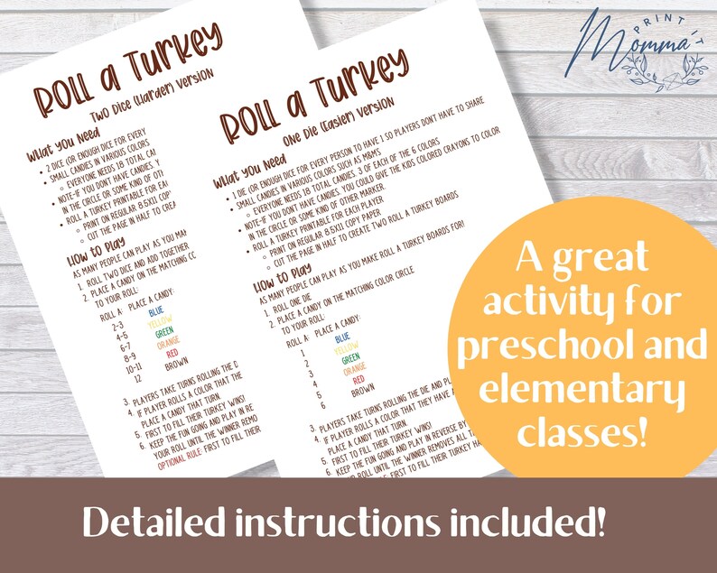 Roll a Turkey Game Printable | Thanksgiving Turkey Game Digital ...