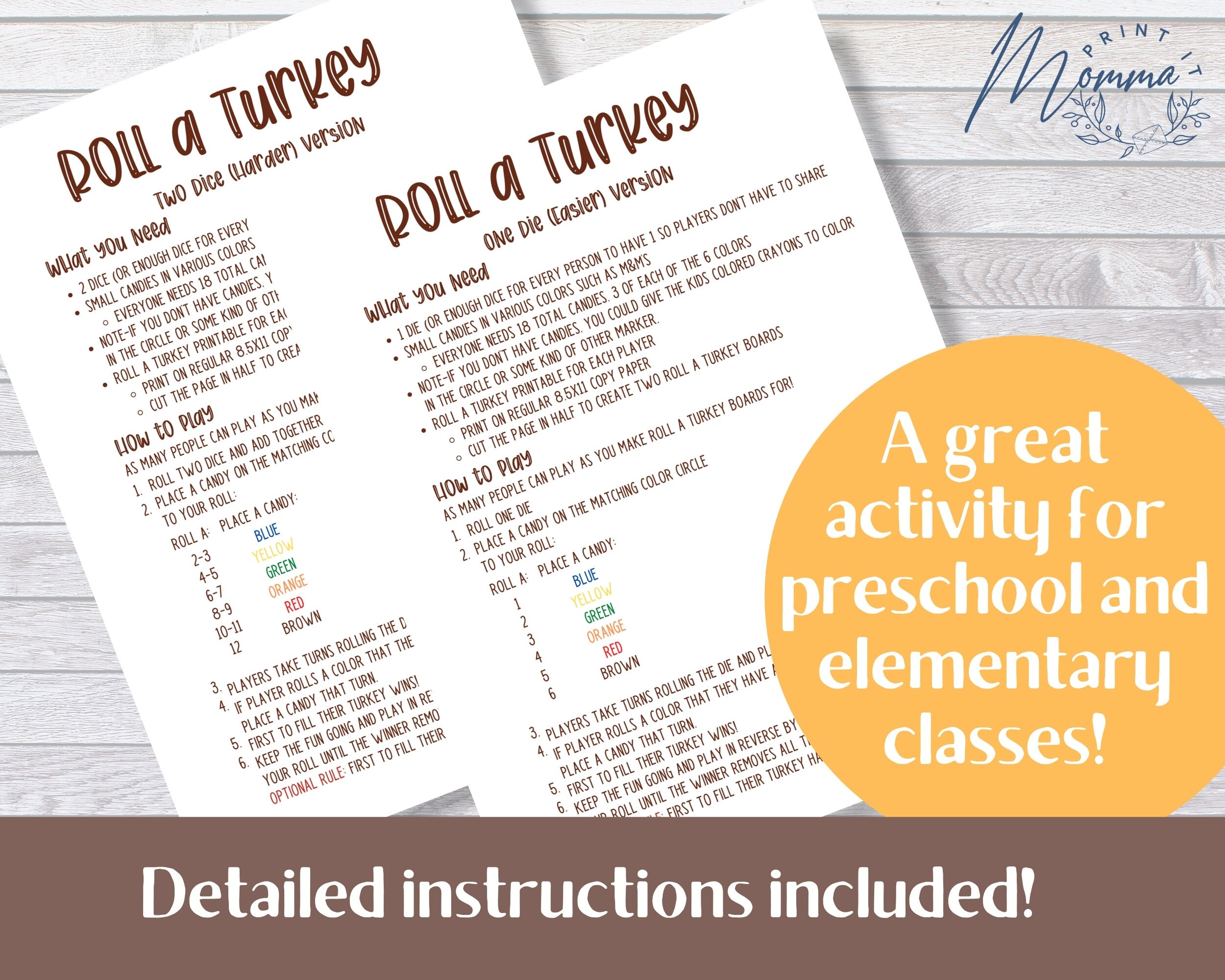 Roll a Turkey Game Printable | Thanksgiving Turkey Game Digital ...