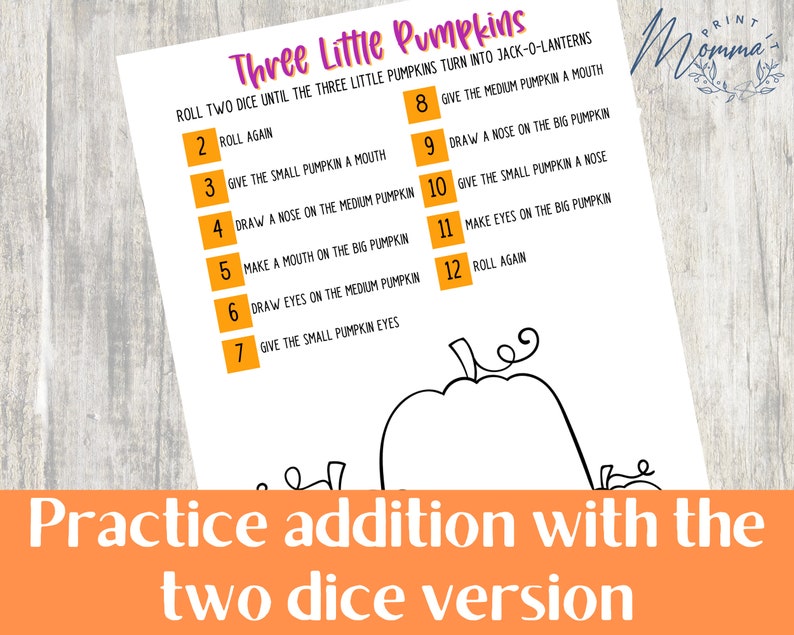 Halloween Dice Game Printable | Three Little Pumpkins Family Board Game ...
