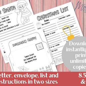Letter to Santa and Christmas List Coloring Kit Printable | Dear Santa ...