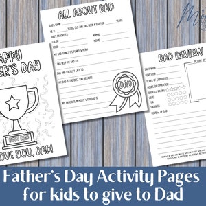 Father's Day Activity Pages Printable | Father's Day Kids Activity ...