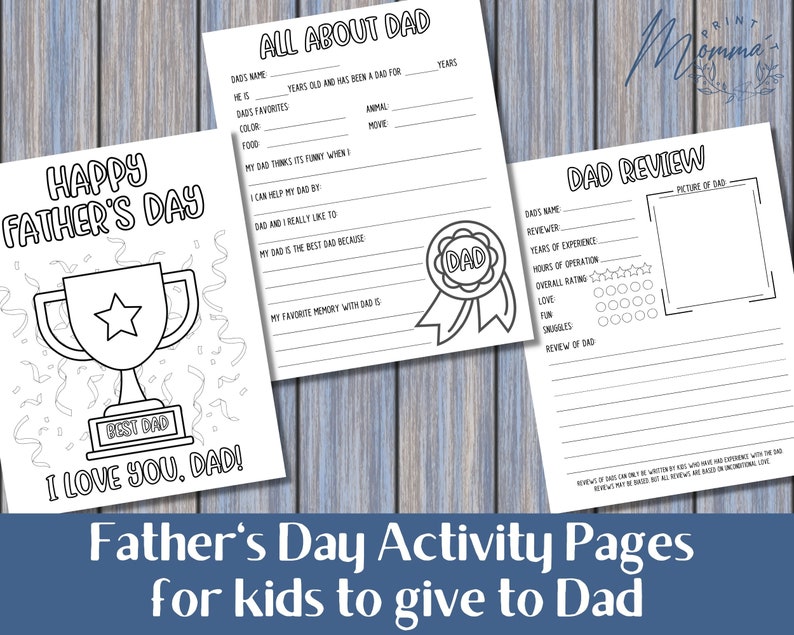Father's Day Activity Pages Printable | Father's Day Kids Activity ...