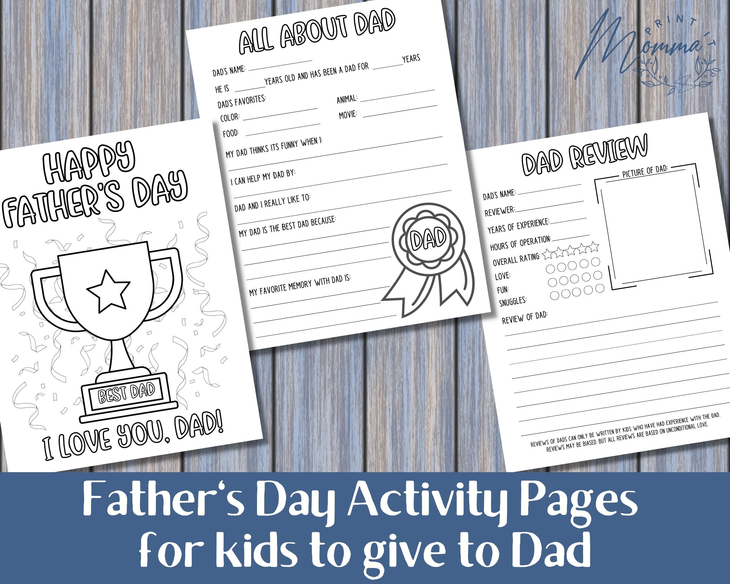 Father's Day Activity Pages Printable | Father's Day Kids Activity ...