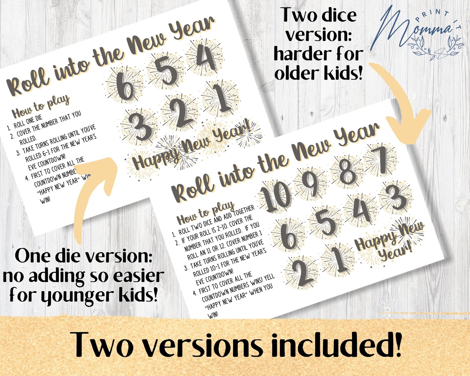 Roll Into the New Year Kids Game Printable | New Year's Eve Count Down ...
