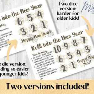 Roll Into the New Year Kids Game Printable | New Year's Eve Count Down ...