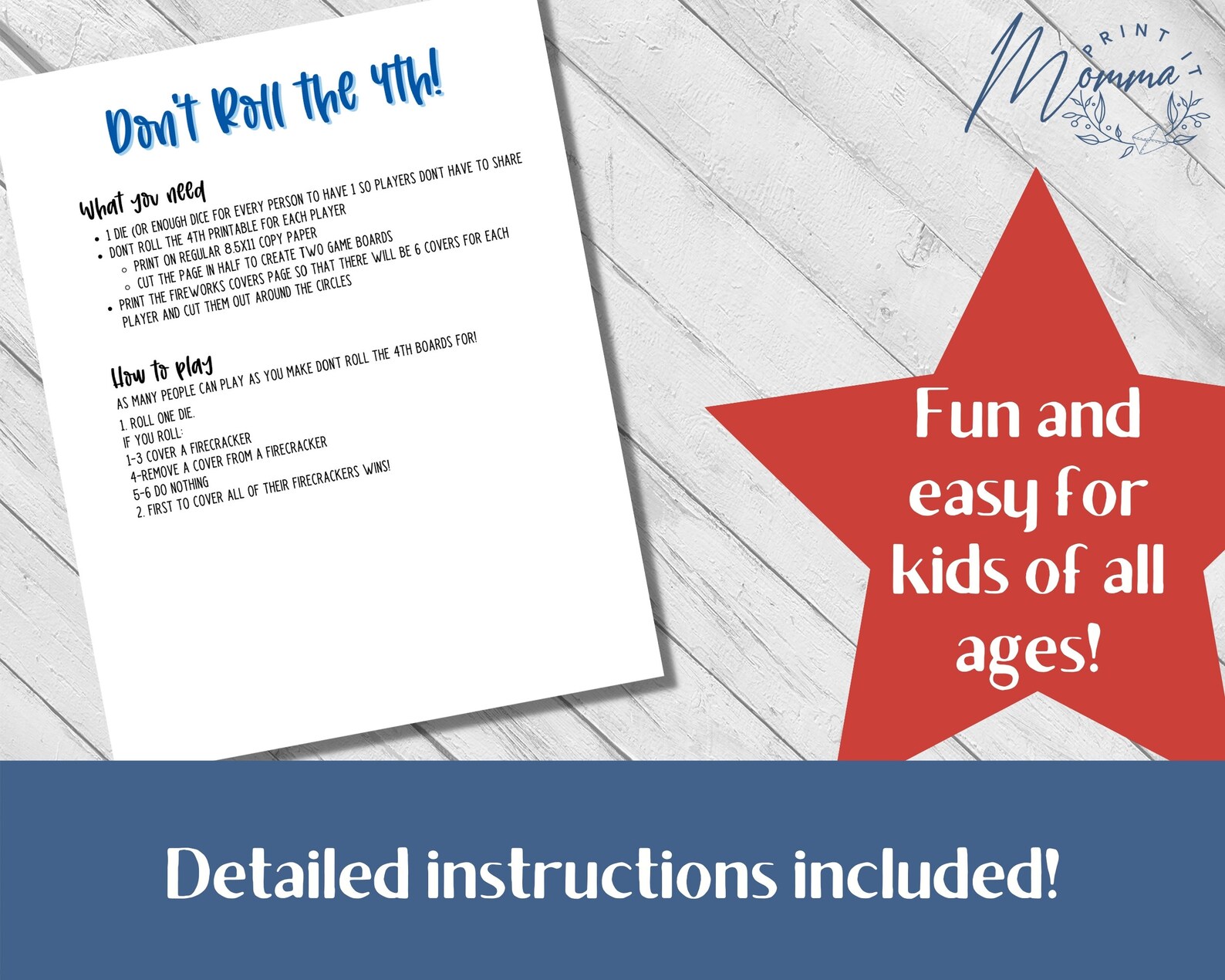 4th of July Dice Game Printable Don't Roll the 4th - Etsy