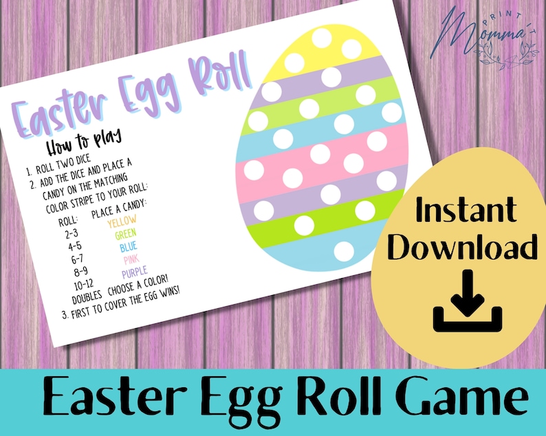 Easter Egg Roll Kids Dice Game Printable | Easter Kids Activity Digital ...