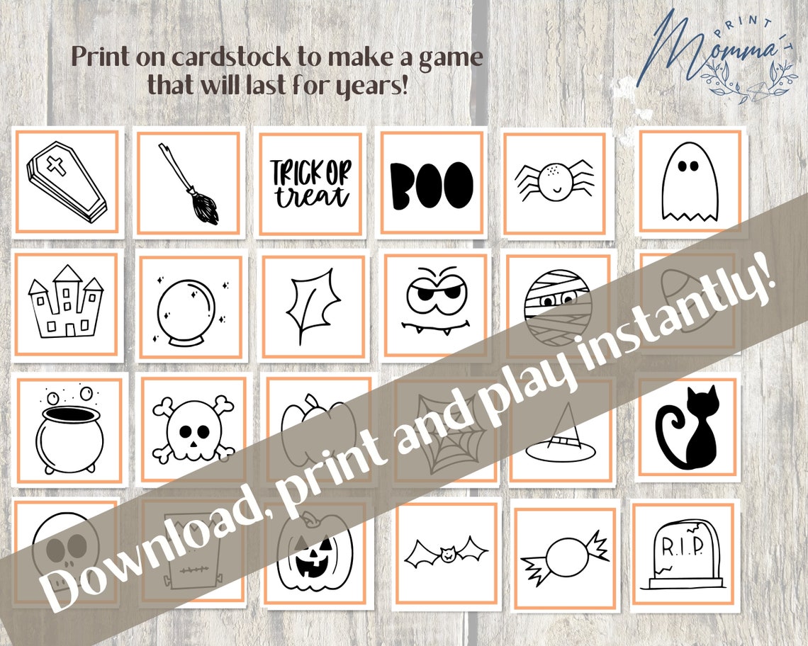 Halloween Memory Matching Game Printable Halloween Kids Concentration ...