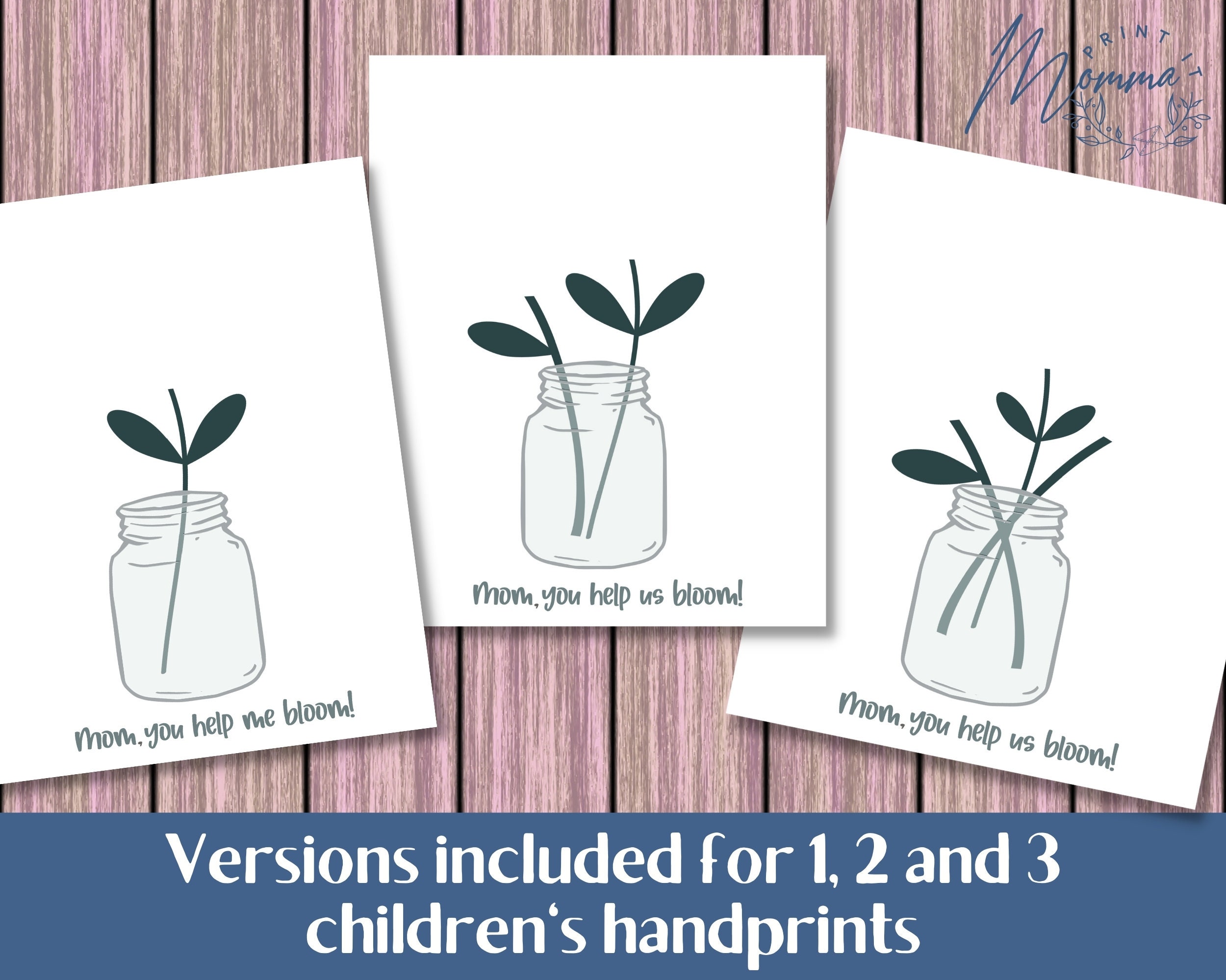 Mother's Day Flowers Gift From Kids Printable Handprint Art Mom Gift ...