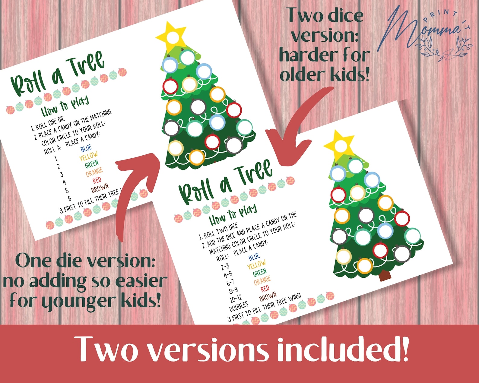 Roll a Christmas Tree Game Printable | Christmas Tree Game Digital ...