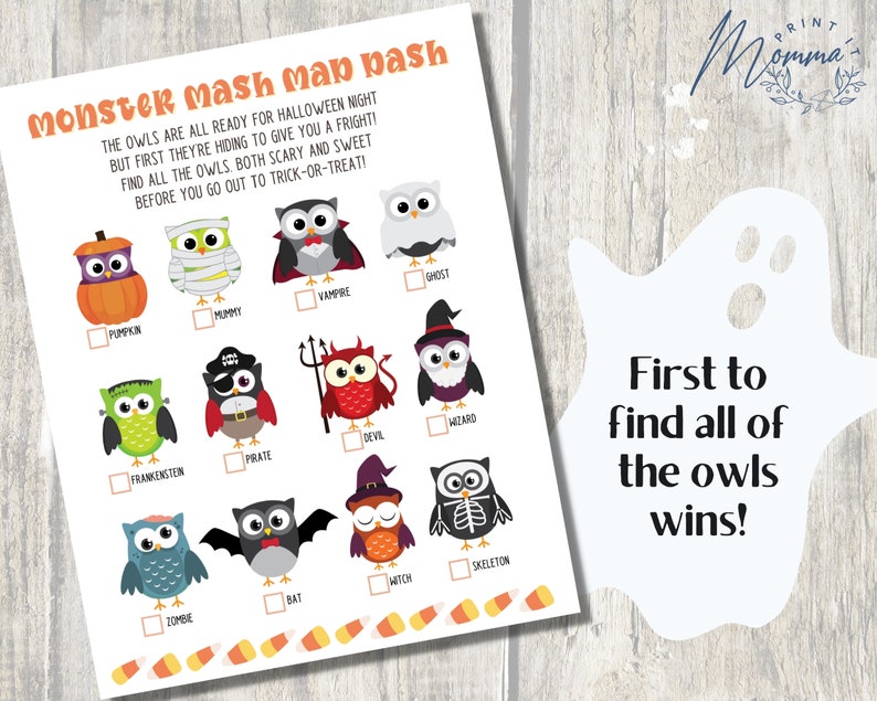 Scavenger Hunt Halloween Owls Printable | Monster Mash Kids Activity ...