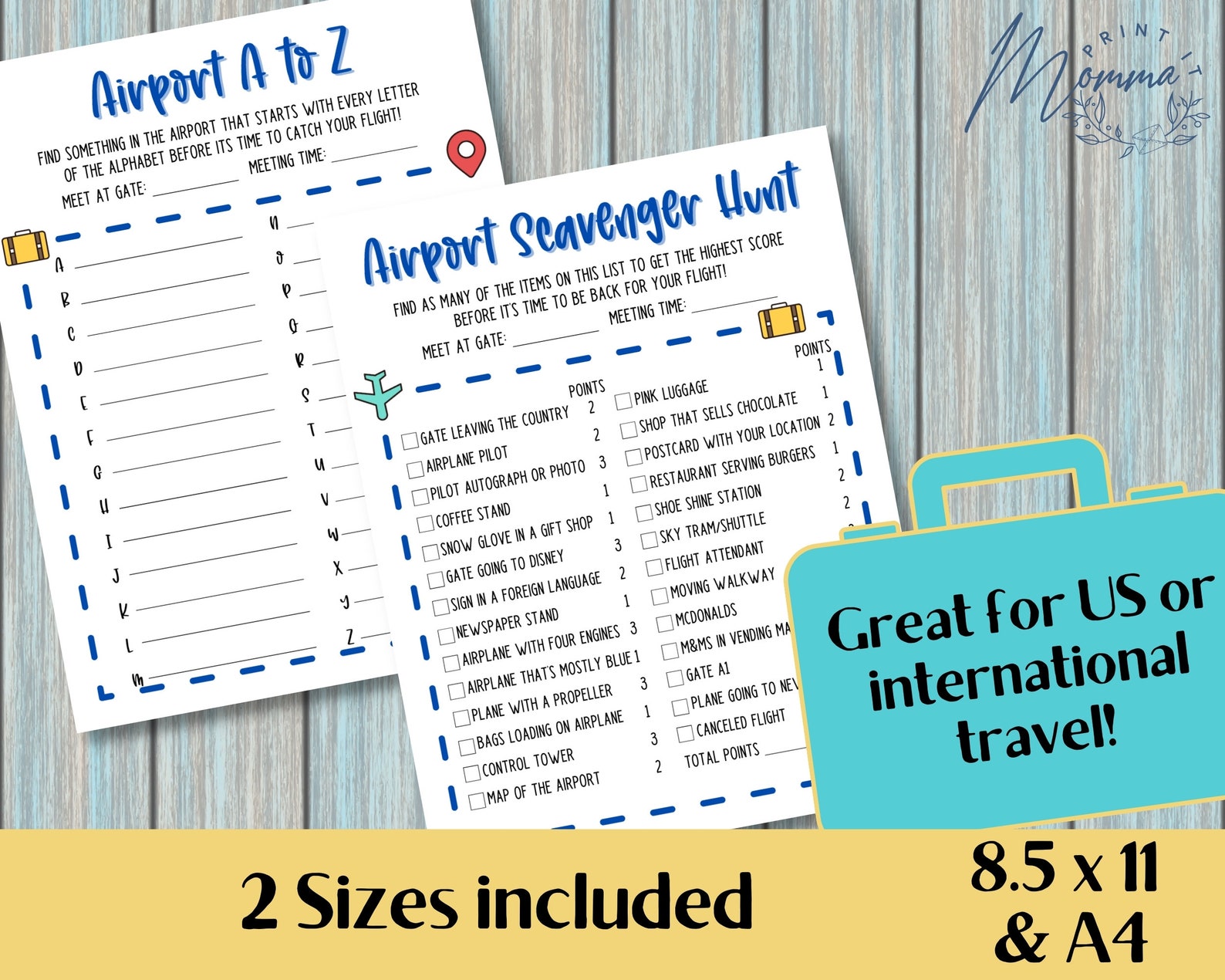 Airport Scavenger Hunt Bundle Printable | Family Vacation Activity ...