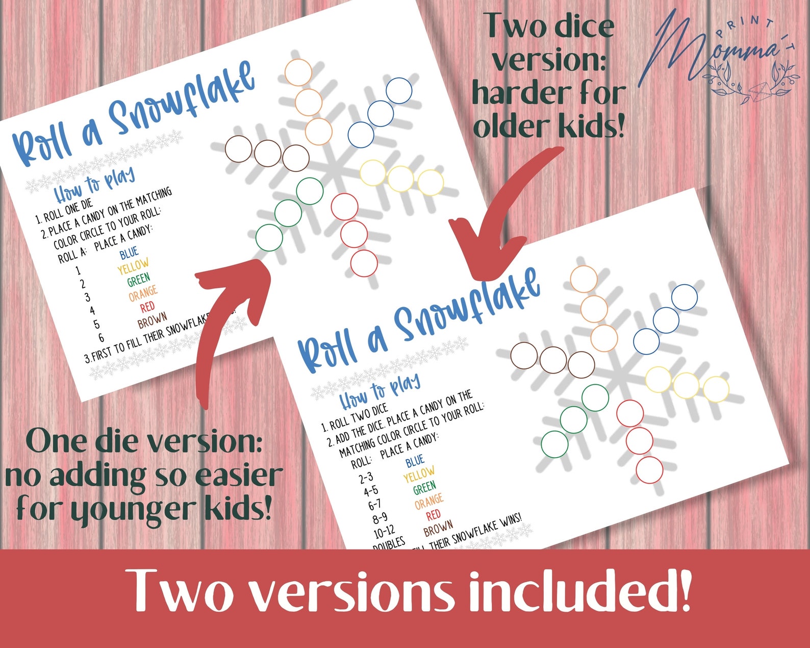 Roll a Snowflake Game Printable | Christmas Snowflake Game Digital ...