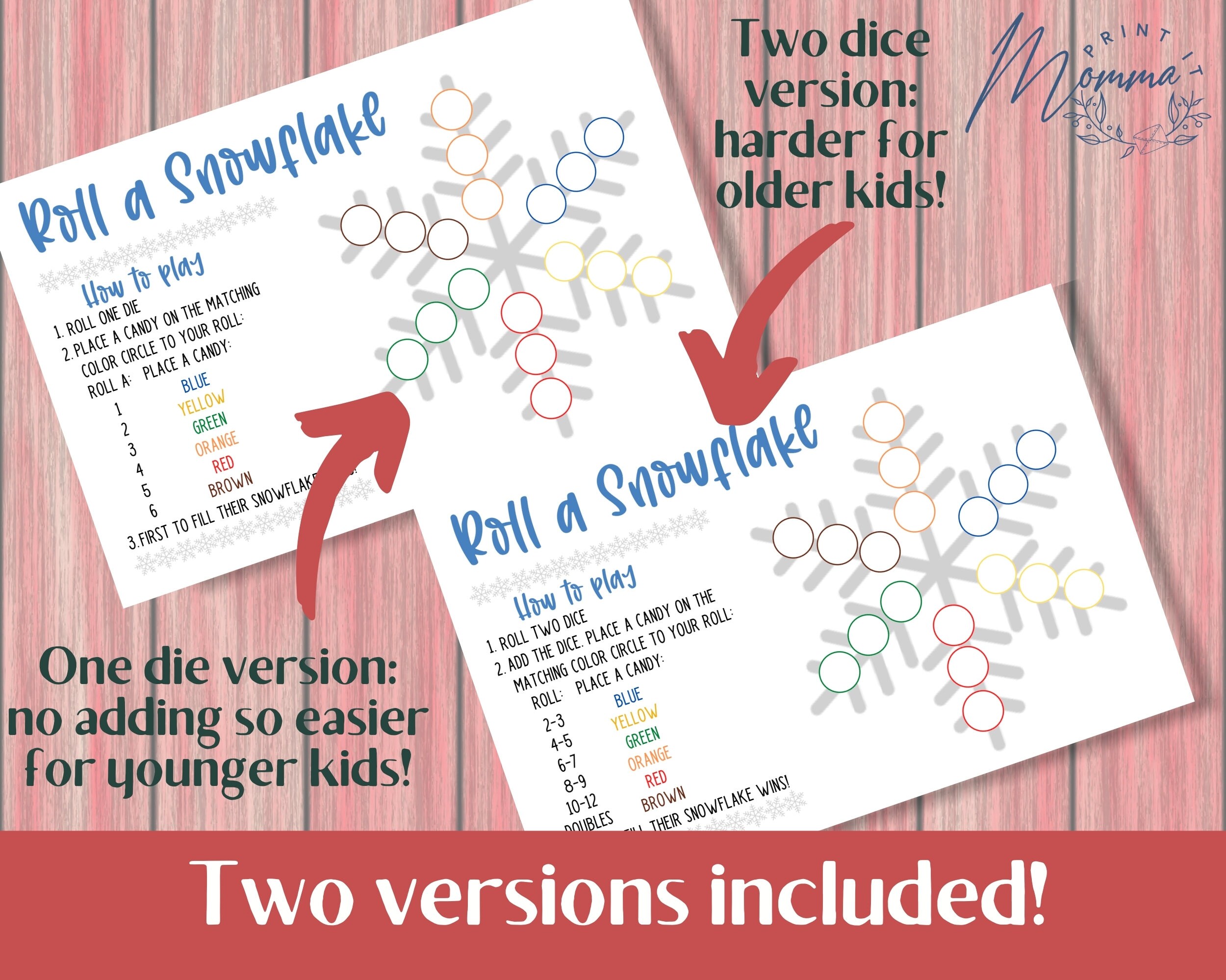 Roll a Snowflake Game Printable | Christmas Snowflake Game Digital ...