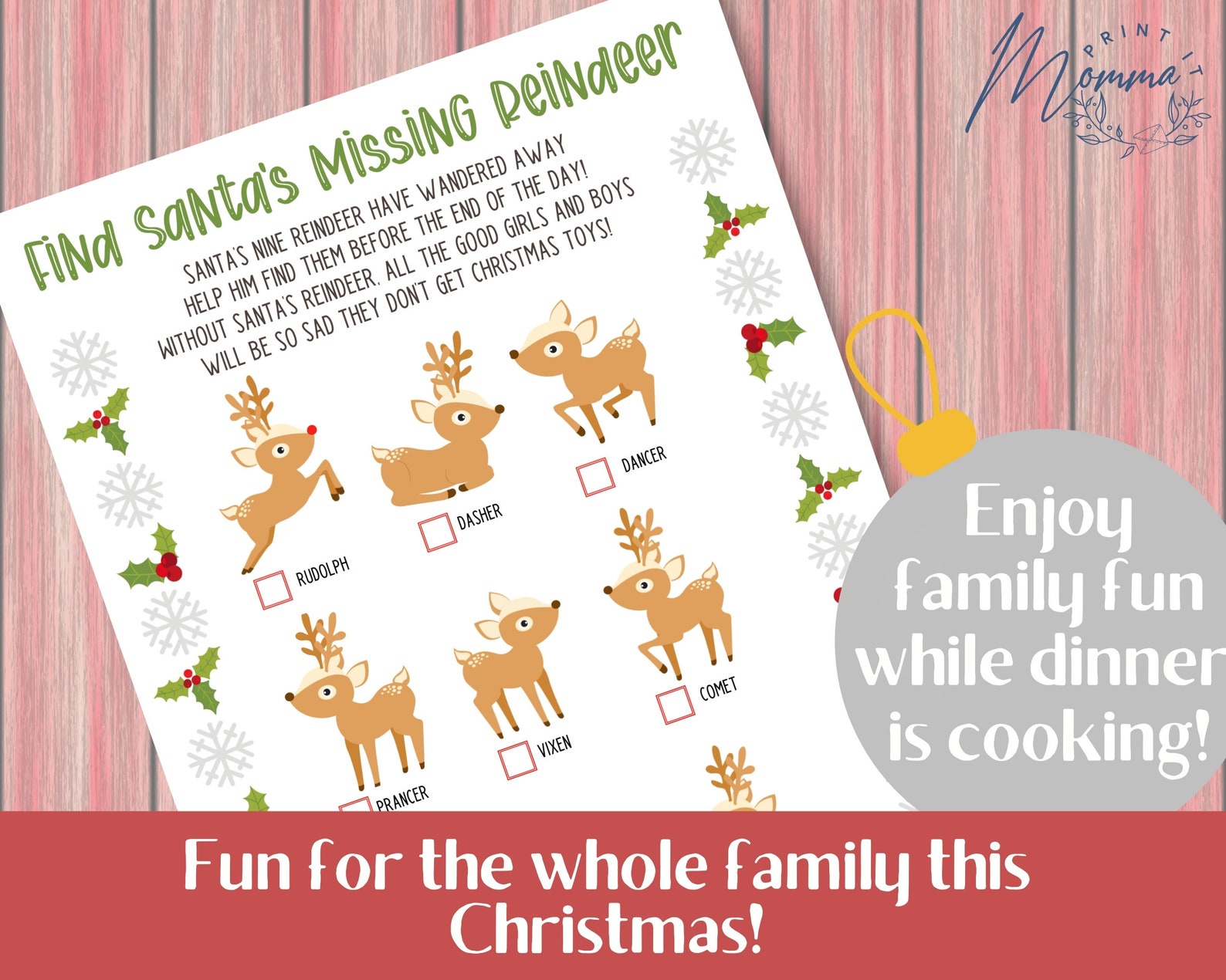 Find Santa's Missing Reindeer Game Printable | Reindeer Scavenger Hunt ...