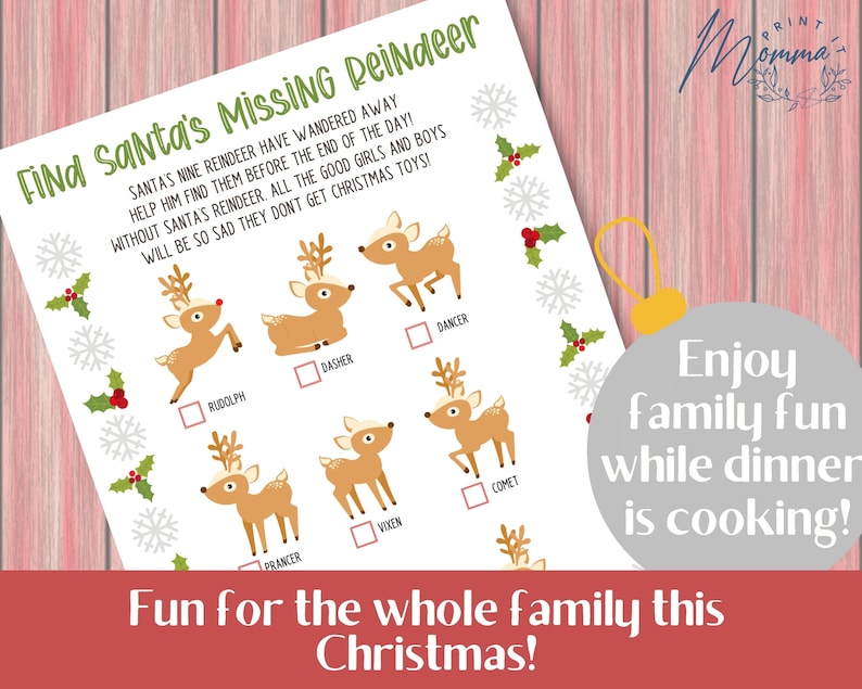 Find Santa's Missing Reindeer Game Printable | Reindeer Scavenger Hunt ...