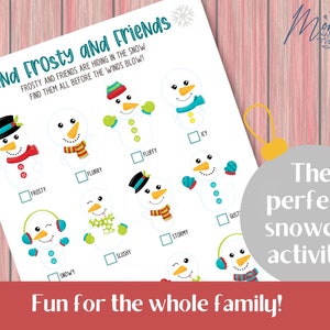 Find Frosty and Friends Game Printable | Snowman Scavenger Hunt Digital ...