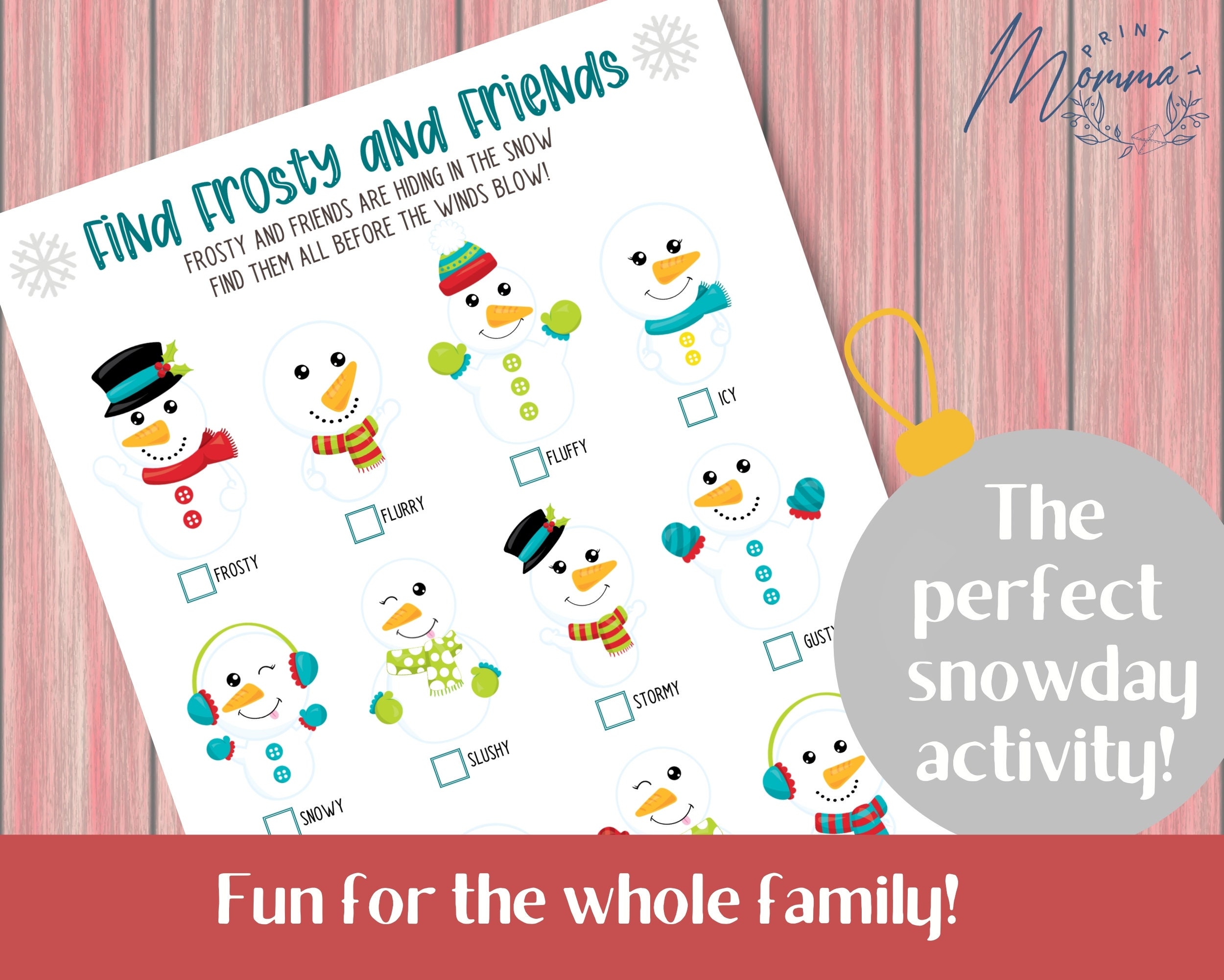 Find Frosty and Friends Game Printable | Snowman Scavenger Hunt Digital ...