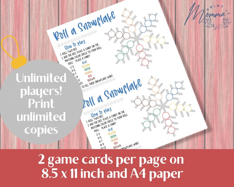 Roll a Snowflake Game Printable | Christmas Snowflake Game Digital ...