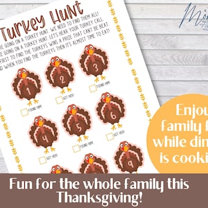 Turkey Hunt Game Printable | Thanksgiving Turkey Scavenger Hunt Digital ...