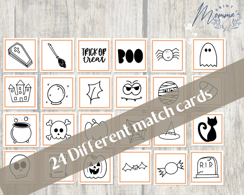 Halloween Memory Matching Game Printable Halloween Kids Concentration ...