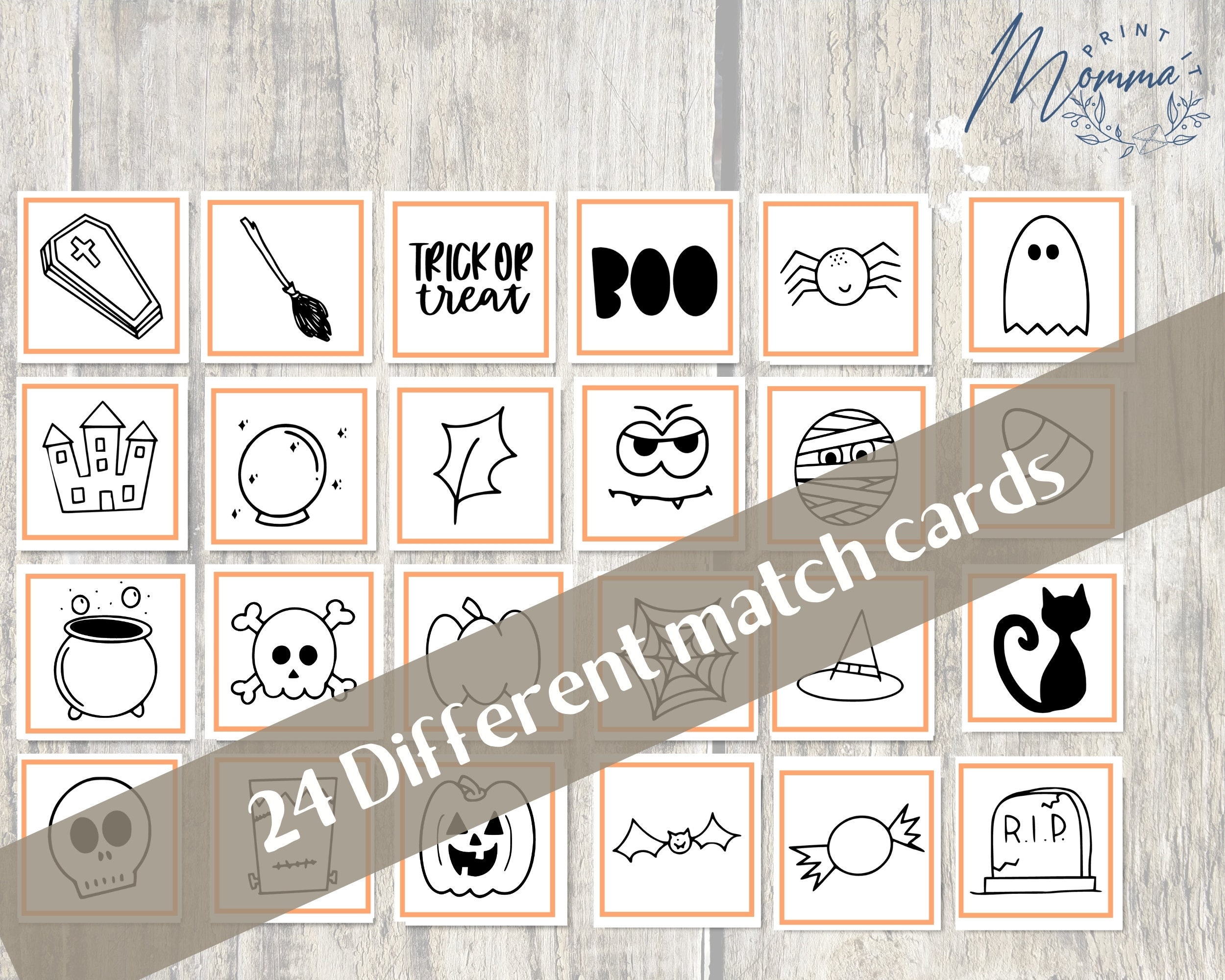 Halloween Memory Matching Game Printable Halloween Kids Concentration ...
