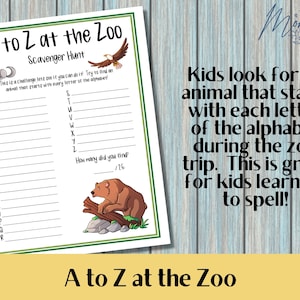 Zoo Scavenger Hunt Bundle Printable | Family Zoo Trip Activity Digital ...