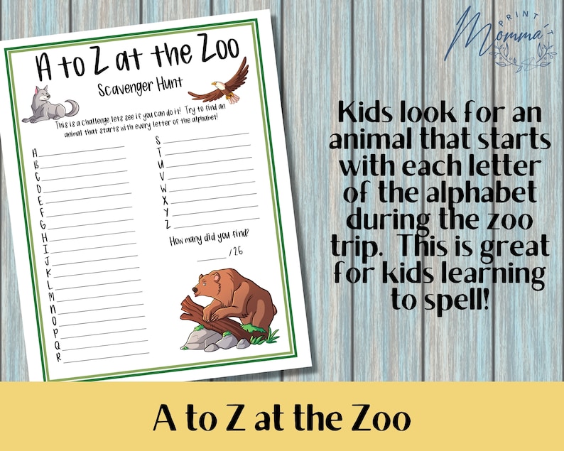 Zoo Scavenger Hunt Bundle Printable Family Zoo Trip Activity | Etsy