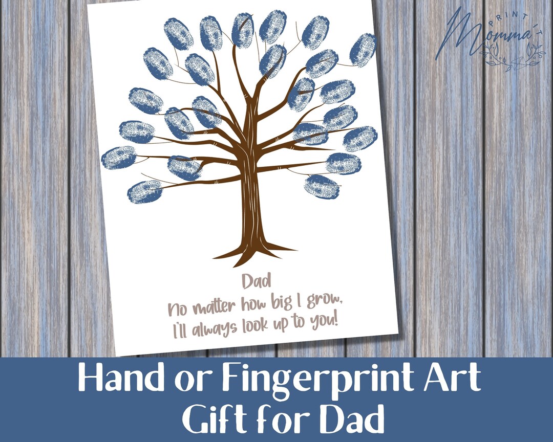 Father's Day Gift From Kids Printable | Tree Fingerprint or Handprint ...