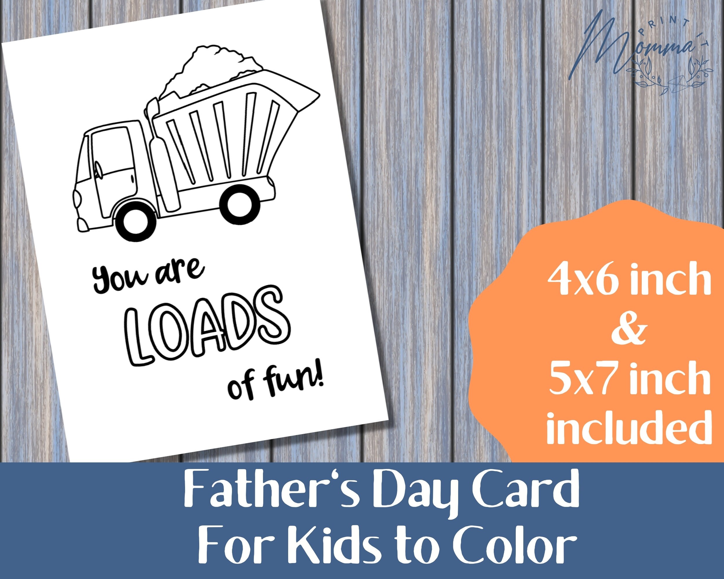 Father's Day Coloring Card Printable Kids Coloring DIY Card Digital ...