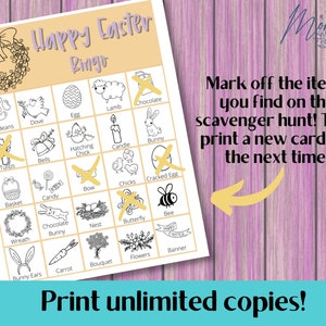 Easter Kids Bingo and Indoor Scavenger Hunt Printable | Easter Activity ...