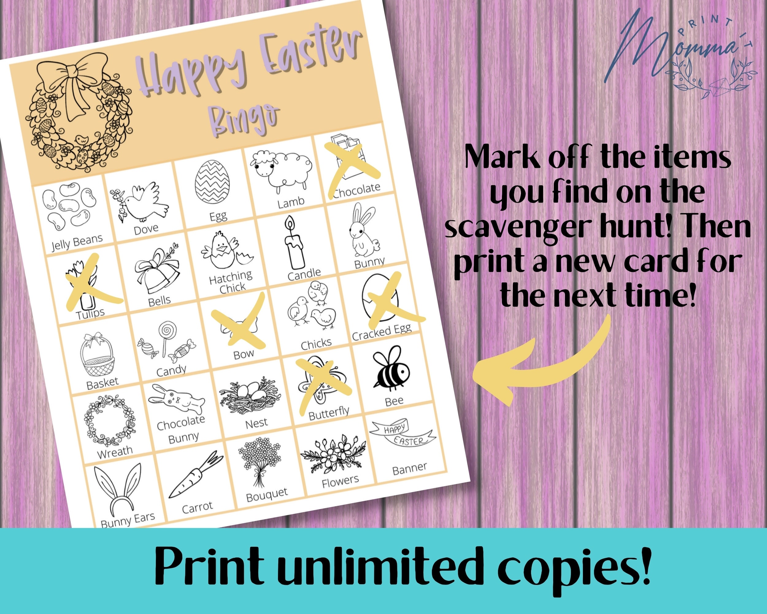 Easter Kids Bingo and Indoor Scavenger Hunt Printable Easter Activity ...