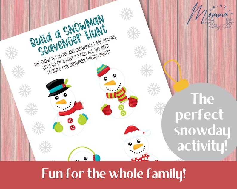 Build a Snowman Game Printable | Snowman Scavenger Hunt Digital ...