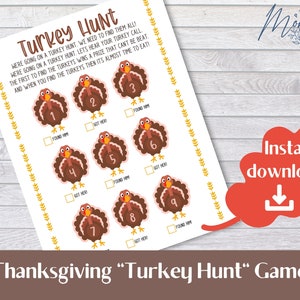 Turkey Hunt Game Printable | Thanksgiving Turkey Scavenger Hunt Digital ...