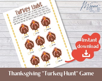 Turkey Hunt Thanksgiving Game Printable DIGITAL DOWNLOAD - Etsy