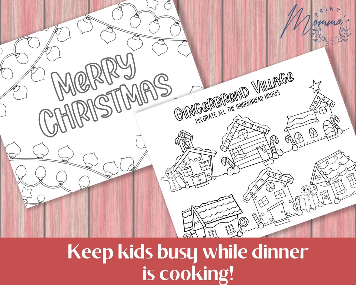 Christmas Coloring Activity Page Set Printable Christmas - Etsy