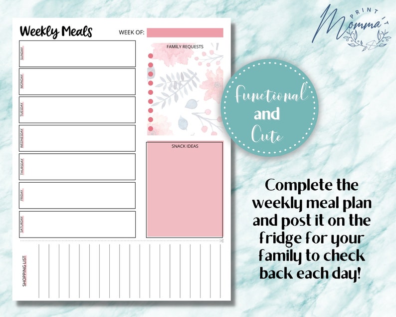 Weekly Meal Planner Four Seasonal Florals Printable | Meal Plan and ...