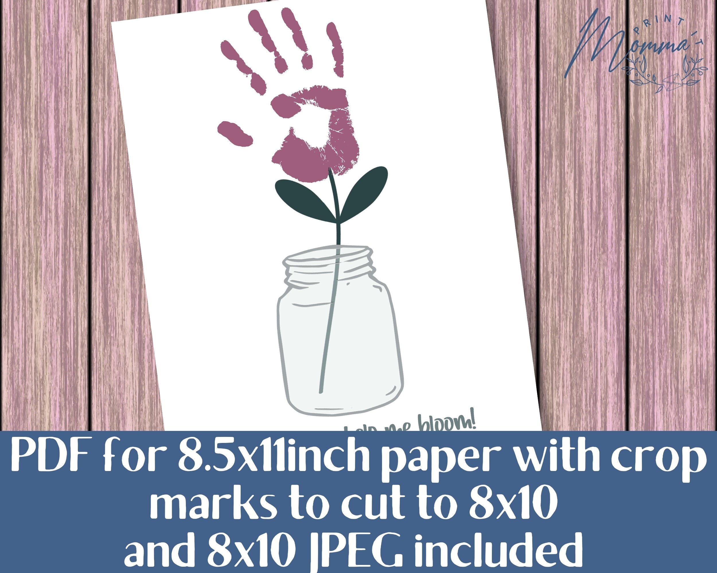 Mother's Day Flowers Gift From Kids Printable Handprint Art Mom Gift ...