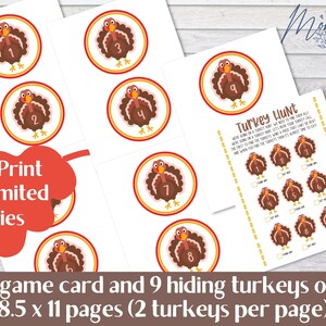 Turkey Hunt Game Printable | Thanksgiving Turkey Scavenger Hunt Digital ...