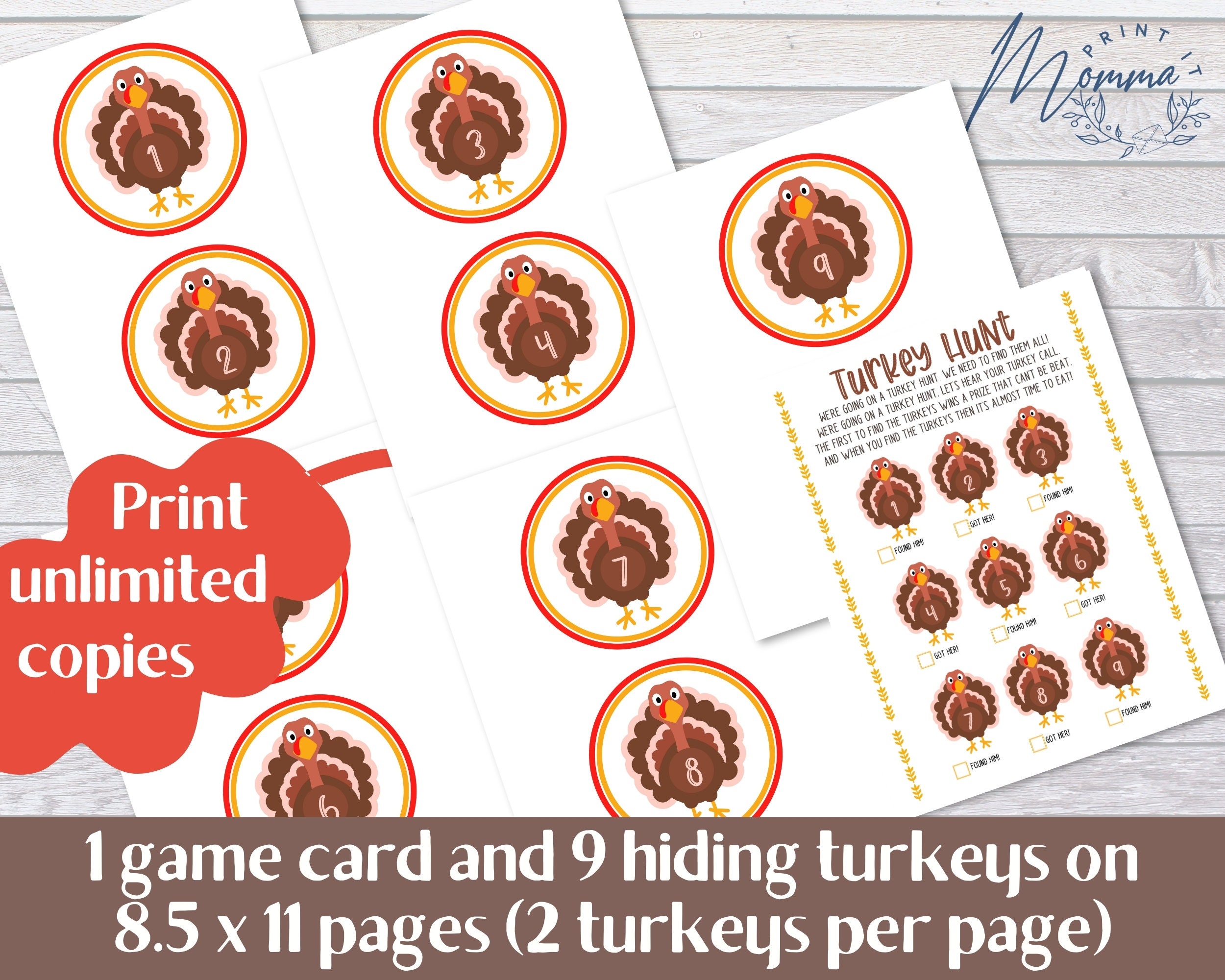 Turkey Hunt Game Printable | Thanksgiving Turkey Scavenger Hunt Digital ...