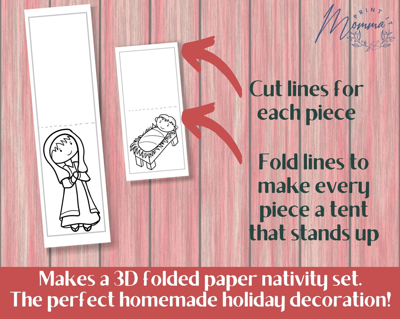 3D Paper Nativity Set Coloring Activity Printable DIY - Etsy