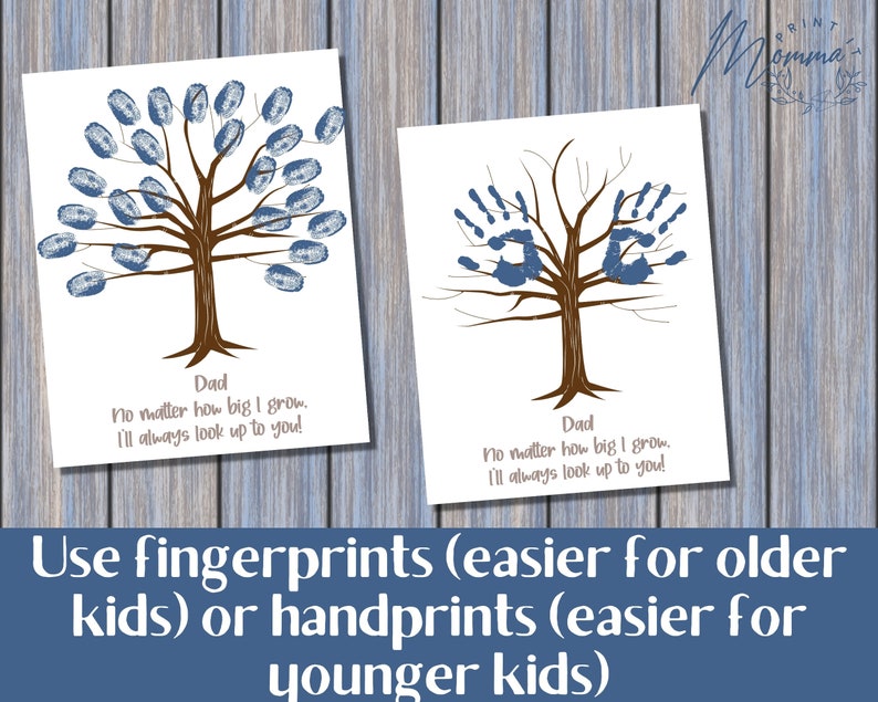 Father's Day Gift From Kids Printable Tree Fingerprint or Handprint ...