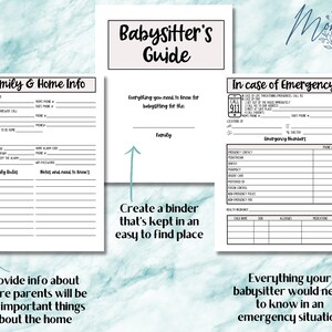 Babysitting Kit for Parents Printable | Babysitter's Information Pages ...